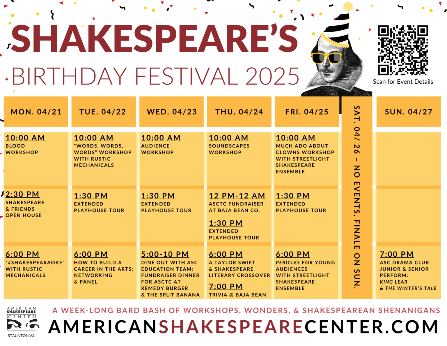 Shakespeare’s Birthday Festival 2025 | ASC