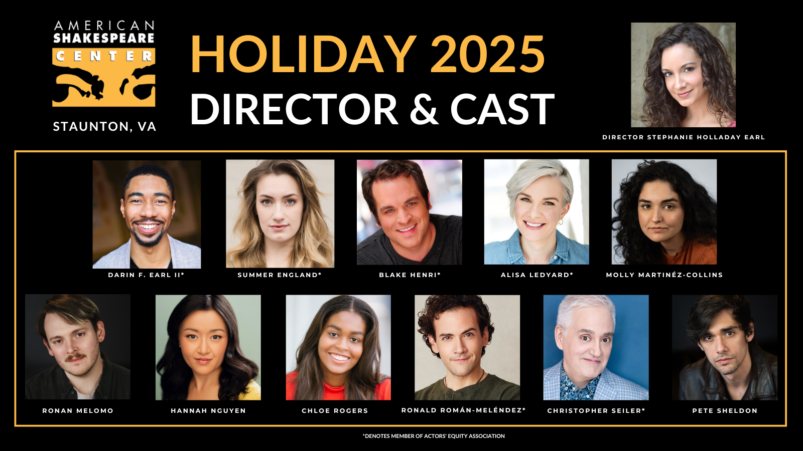 Holiday 2025 Cast Announcement | American Shakespeare Center